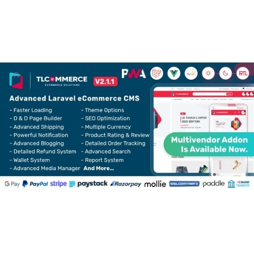 Tlcommerce Laravel And Vuejs Powered Ecommerce Cms With Pwa At 349 Only Wpshop