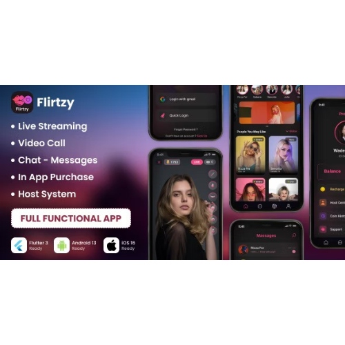 Flirtzy - Live streaming, Video Call, Chat, Host | Android | iOS | Node ... Flirtzy - Live streaming, Video Call, Chat, Host | Android | iOS | Node ...